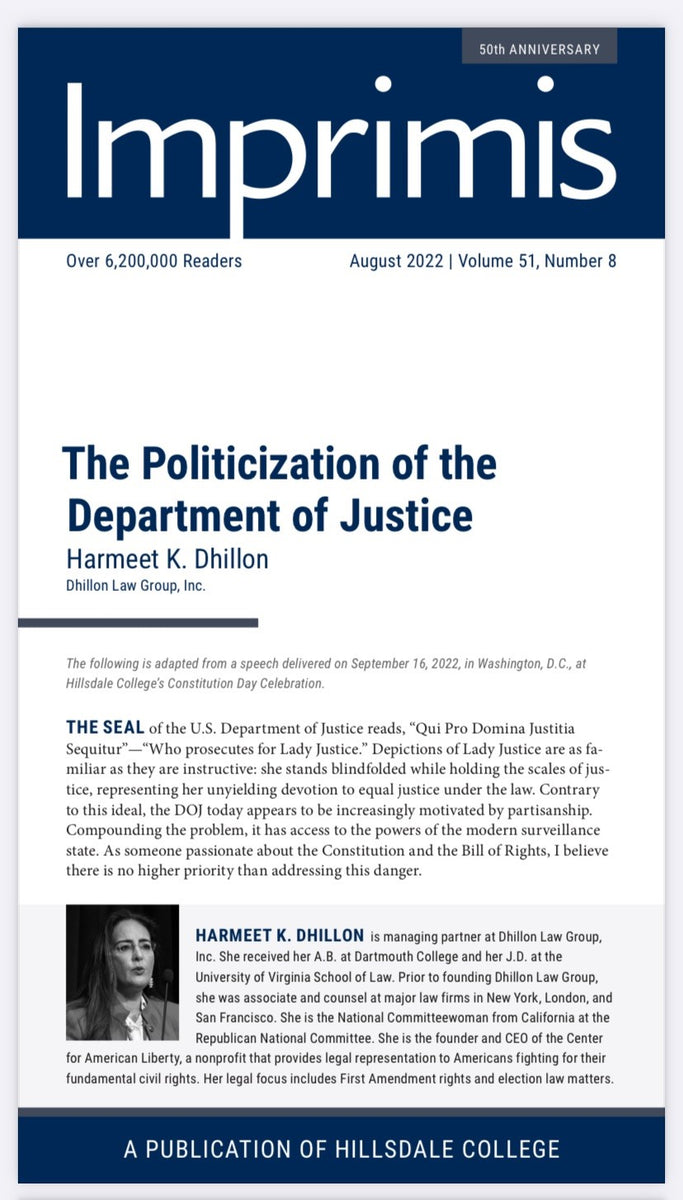 The Politicization of the Department of Justice, Harmeet Dhillon ...