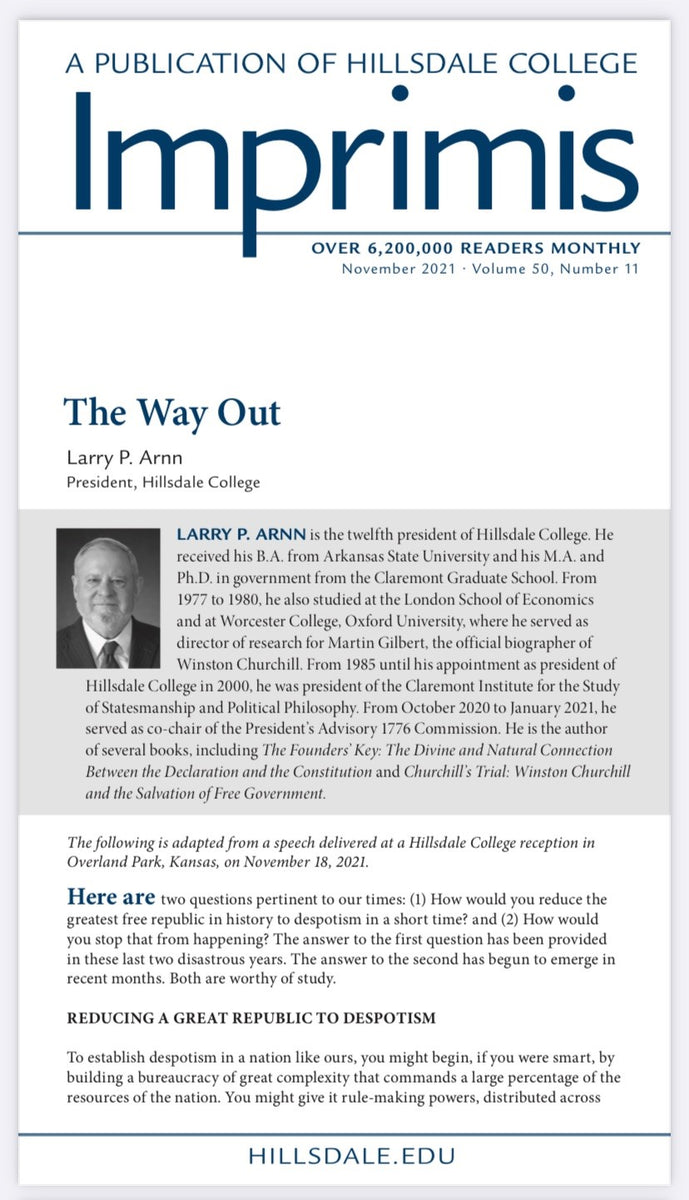 The Way Out, Larry Arnn – Hillsdale College