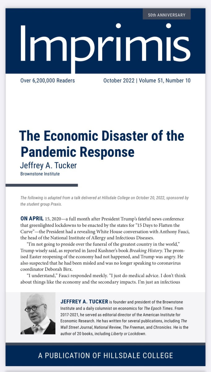 The Economic Disaster of the Pandemic Response, Jeffrey A. Tucker ...